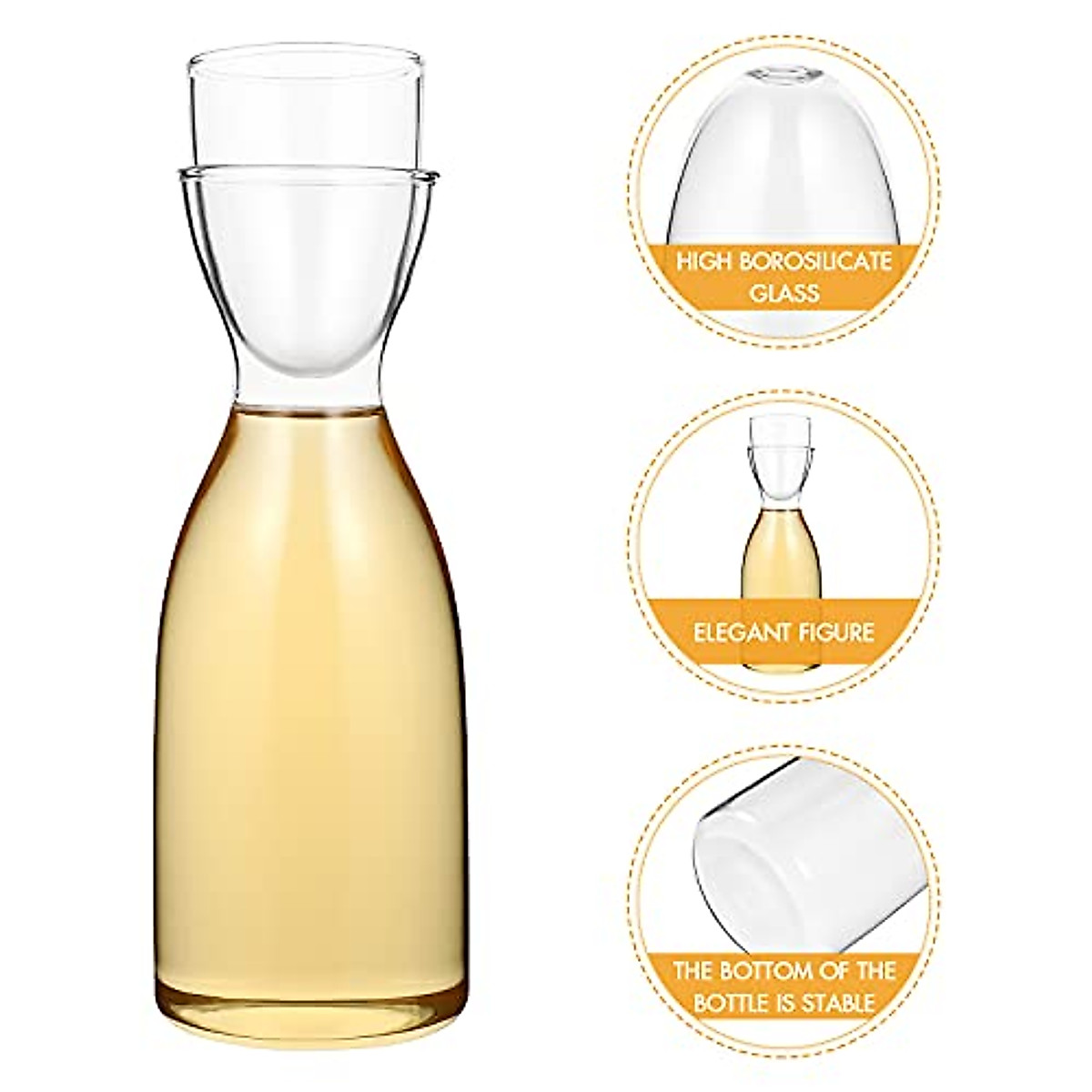 UPKOCH Water Carafe And Glass Set Clear Glass Pitcher Bottle Container Teapot Kettle With Glass Cup Lid Heat And Cold Resistant 501-600ml
