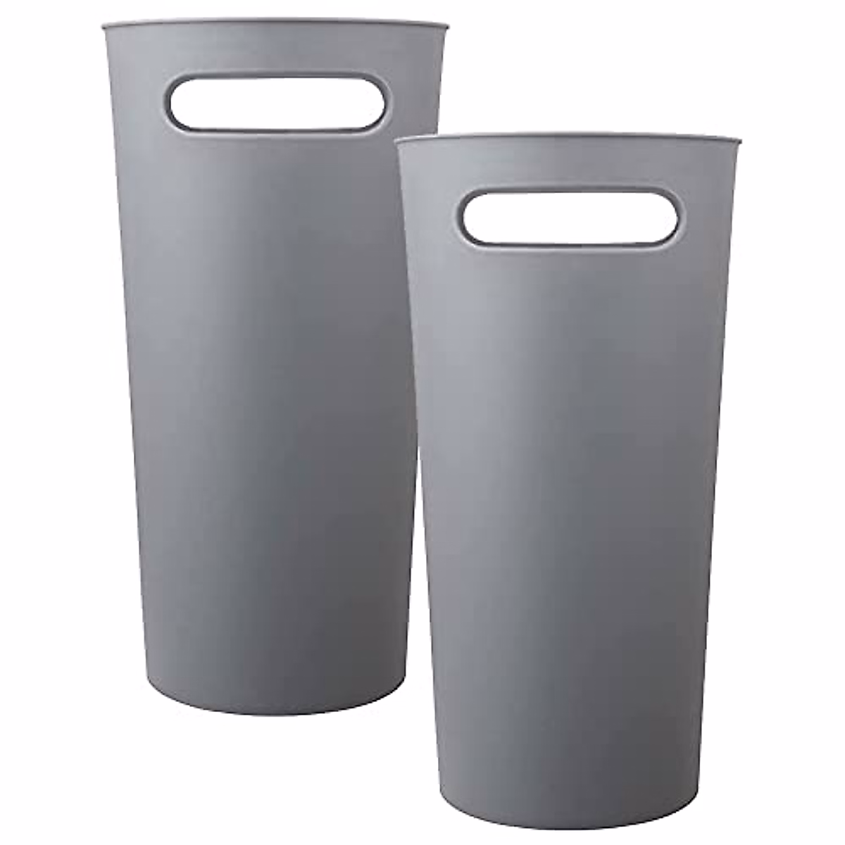 ROYFACC Small Trash Can Plastic Bathroom Wastebasket 3.2 Gallon Slim Garbage Container Bin with Handle for Home Kitchen Bathroom Bedroom Office, 2 Pack (Grey)