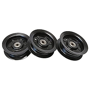 3PCS Black Flat Idler Pulley Compatible with Exmark Toro 50 54 inch Deck Quest E-Series S-Series Timecutter 106-2175 , 132-9420