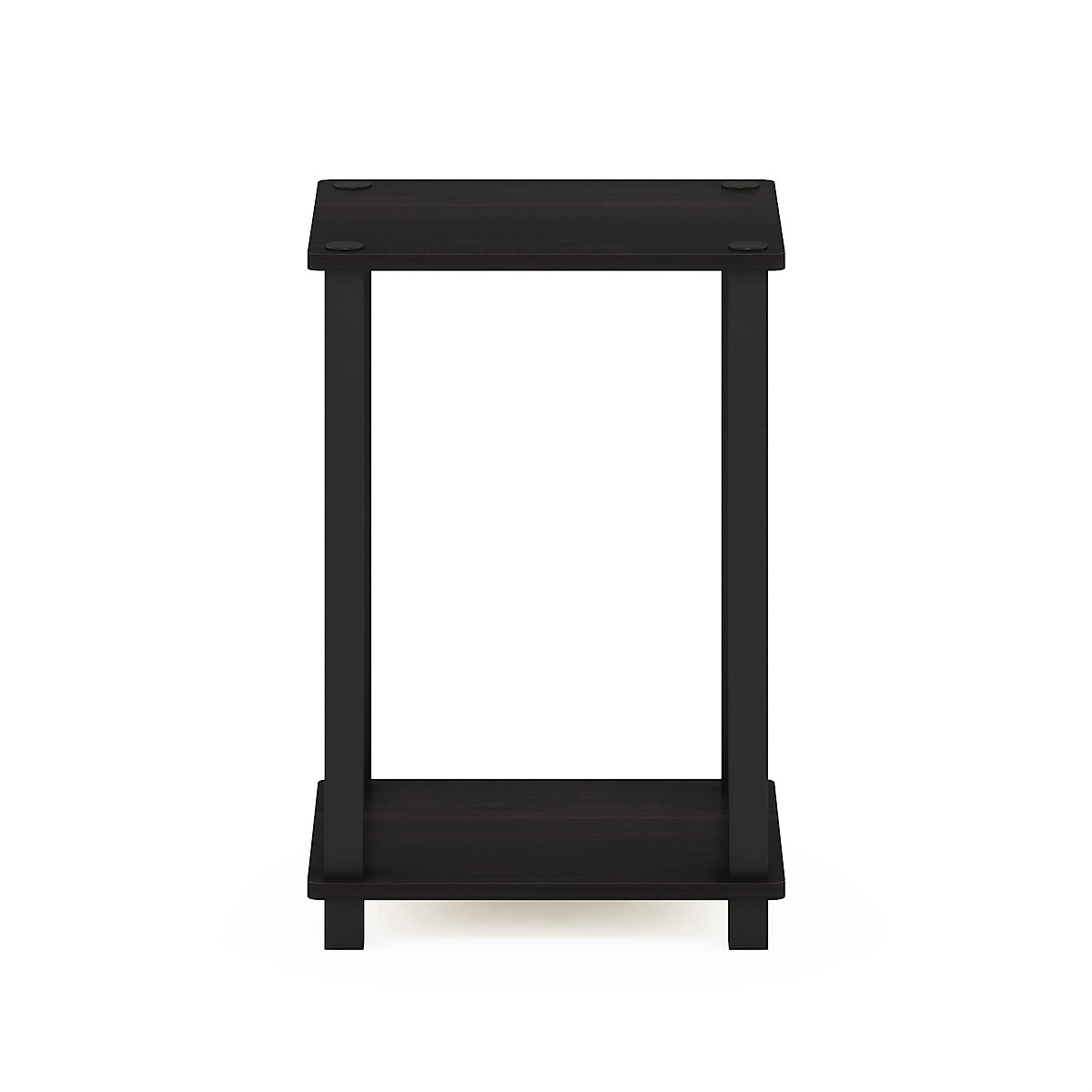 Furinno Simplistic 1-Tier End Side Night Stand/Bedside Table with Plastic Poles, Espresso/Black