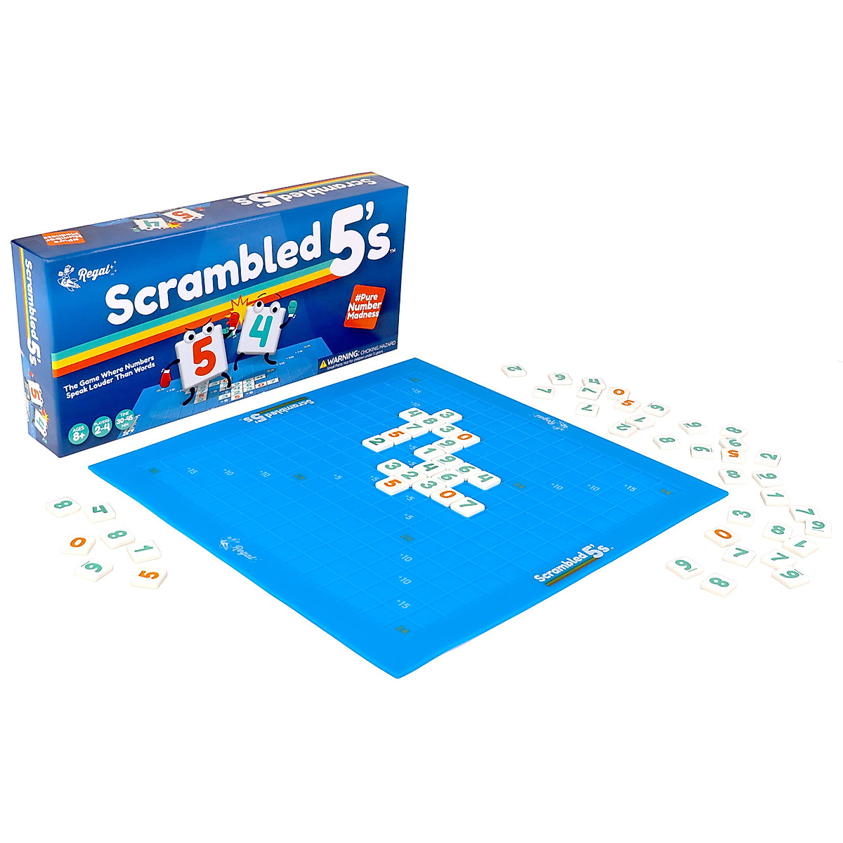 Regal Games - Scrambled 5â€™s - Fun Family-Friendly Math Game - Includes Silicone Game Mat - Ideal for 2-4 Players Ages 8+