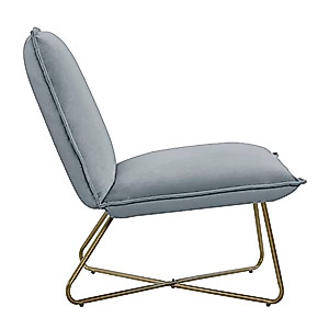 Linon Light Grey Velvet Gold Metal Base McAllister Accent Chair