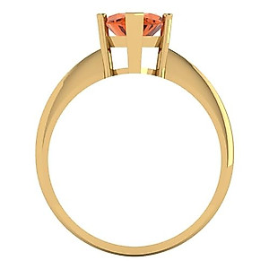 Clara Pucci 2.5 ct Marquise Cut Solitaire Red Simulated Diamond Engagement Bridal Promise Anniversary Ring 18K Yellow Gold Size 7.75