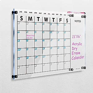 Acrylic Dry Erase Calendar for Wall 23”x16“ Clear Acrylic Wall Calendar White Board Calendar Home Office Calendar