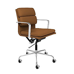 Laura Davidson Furniture SOHO II Padded Management Chair for Office & Dining with Swivel, Made of Faux Leather, Brown