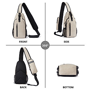 BOSTANTEN Sling Bag, Crossbody Backpack RFID Shoulder Chest Bag for Men Women Travel Hiking Casual Daypack, Khaki