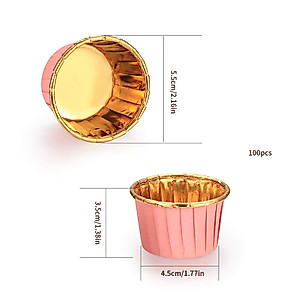 TOOINKCV 100 Pcs Cupcake Liners, Paper Cupcake Baking Cups, Cupcake Muffin Paper Baking Wrappers Liners Cups Molds for Baking, for Dinner, Party, Weddings - Pink