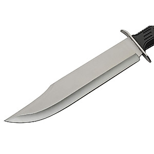 SZCO Supplies 15" Outdoor Survival Silver Tech Bowie Blade Knife, 211515-SL