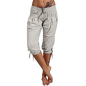 New Pants, Thenlian Fashion Women's Summer Damenloose Haremshose Capri Baggy Harem Pants (XL, Gray)