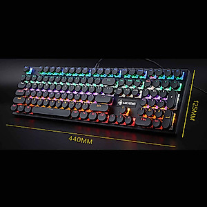 Round Keycap Retro Mechanical Keyboard 108-Key Internet Cafe Gaming Computer Keyboard, Full-Key Conflict-Free, Suitable for PC, Computer and Laptop