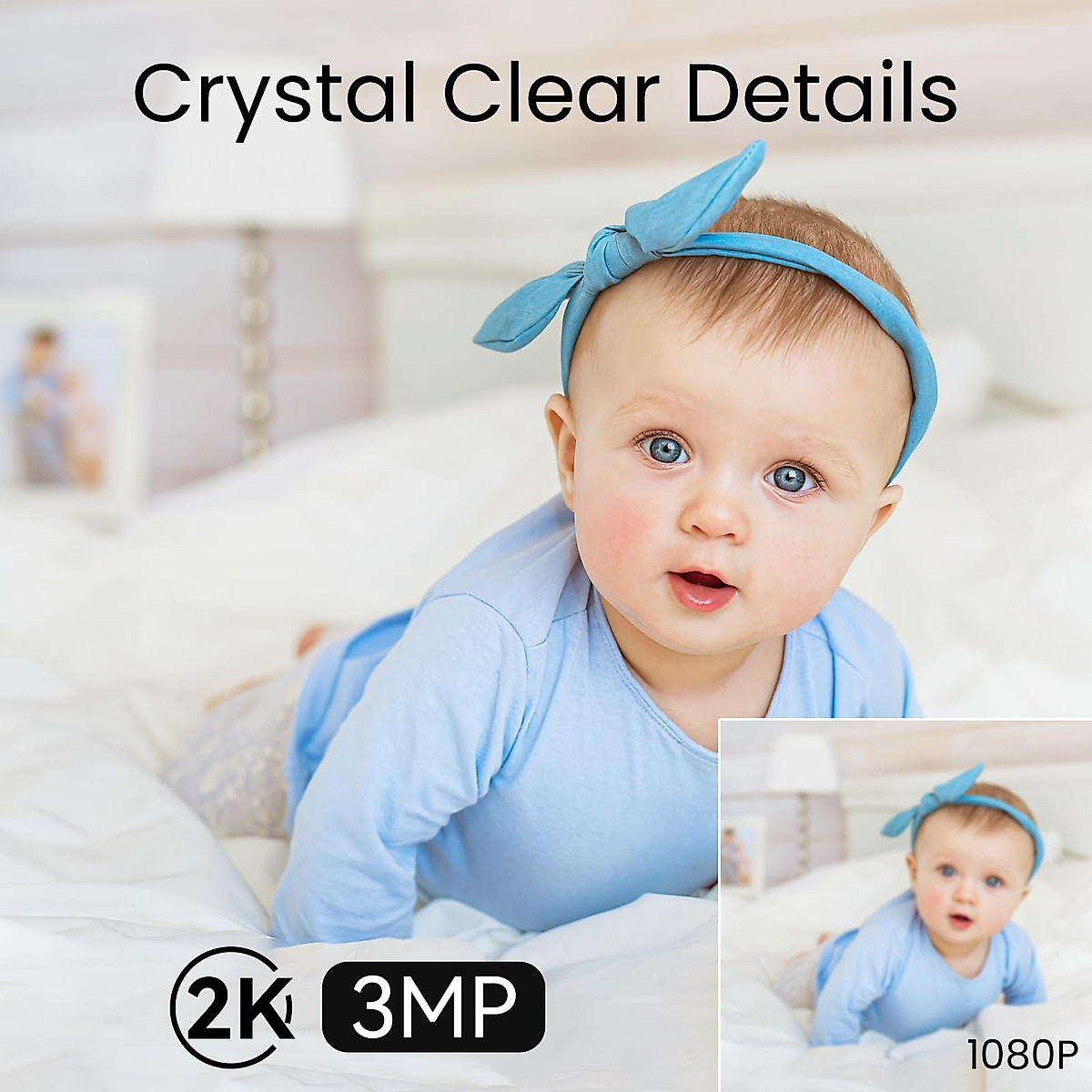 Hugfar Baby Monitor 2K Pan-Tilt-Zoom Home Security Camera with Audio, 3MP Indoor Pet Dog Camera 2.4G WiFi Camera Smartphone 24/7 Recording, Infrared Night Vision 2-Way Talk, Cloud & Local Storage