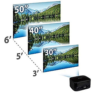 Miroir M75 Portable Projector, Grey, 50 Inch Picture, 1080P Supported, Home / Outdoor Entertainment, Rechargeable Battery, Compatible with TV Stick / Laptop / Phone / Game Console (Renewed)