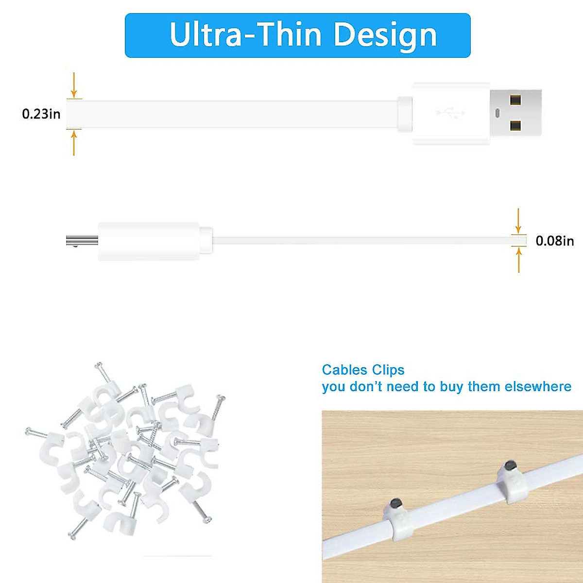 SIOCEN 3PCS 10FT Flat Micro USB Cable Power Extension Cord for Wyze Cam, WyzeCam Pan,Yi Cam,YI Dome Home Camera,Oculus Go,Kasa,Nest Cam,Netvue,Blink,Indoor Security Surveillance Camera Charging Cable