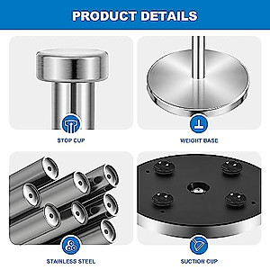 SMARTAKE Paper Towel Holder, Standing Kitchen Roll Holder with Suction Cups, One-Hand Tear Paper Towel Stand, Non-Slip Weighted Base, Fit Most Paper Rolls, for Kitchen Table Countertop, Silver