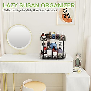 JBBTOOL 2 Tier Lazy Susan Organizer, Metal Turntable Spice Rack, 12-inch Adjustable Rotating Lazy Susan for Cabinet Pantry Kitchen Countertop Dining Table Cupboard Vanity Storage Bathroom