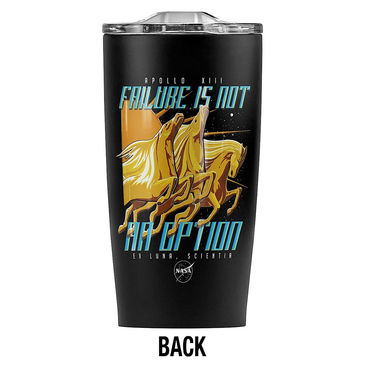 Logovision NASA Apollo 13 Horses Stainless Steel Tumbler 20 oz Coffee Travel Mug/Cup, Vacuum Insulated & Double Wall with Leakproof Sliding Lid | Great for Hot Drinks and Cold Beverages