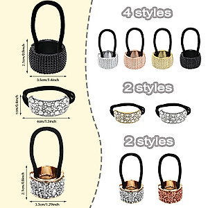 Canlierr 8 Pieces Rhinestone Hair Ponytail Holder Plastic Metal Gothic Punk Elastic Hair Tie Band Cuffs Glitter Ponytail Holders Accessories for Women Girls, Mixed Colors