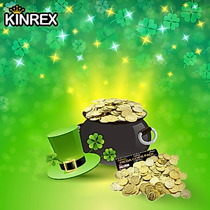 KINREX Plastic Gold Coins – St Patricks Day Realistic Bulk Prop Money for Kids, Toddler, Party, Games, Crafts, Reward, Teachers, Classroom Pretend Play Toys, 400 Count Fake Coins Set