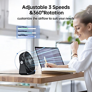 TriPole USB Desk Fan Mini Portable Fan with Strong Airflow Small Table Fan 3 speeds 360°Rotatable Personal Fan for Desktop Home Office Bedroom Camping Outdoor,5.1Inch,4.9ft cable
