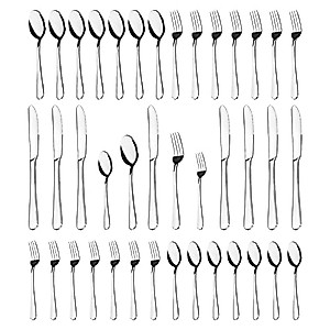 40 Piece Silverware Set, Premium Silverware Cutlery Set Stainless Steel Flatware Sets Service for 8, Spoons Forks Knifes Utensils Tableware Sets for Home, Dishwasher Safe
