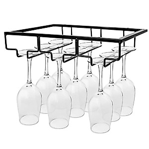 Wine Glass Rack, Under Cabinet Stemware Rack Wine Glass Holder Storage Hanger for Cabinet Kitchen Bar