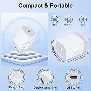 USB C Box Samsung Fast Charger Block for Samsung Galaxy A15/A14 5G/A54/A53 5G/A13/A23/A03S/A42/A33/S24/S23 Ultra/S22/S21/S20 FE/Z Fold 5,iPhone 15 14 13 12 Pro Max/11/SE/XR/X,20W Type C Wall Charger
