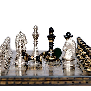 Premium Brass Luxury Large Chess Set for Adults and Kids Collectible Brass Chess Board Game Chess Set Decorative Chess Piece (14X14X5 Inches)