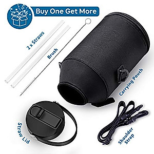 BUZIO Vacuum Insulated Stainless Steel Water Bottle 64oz (Cold for 48 Hrs/Hot for 24 Hrs) BPA Free Double Wall Travel Mug/Flask for Outdoor Sports Hiking, Cycling, Camping, Running