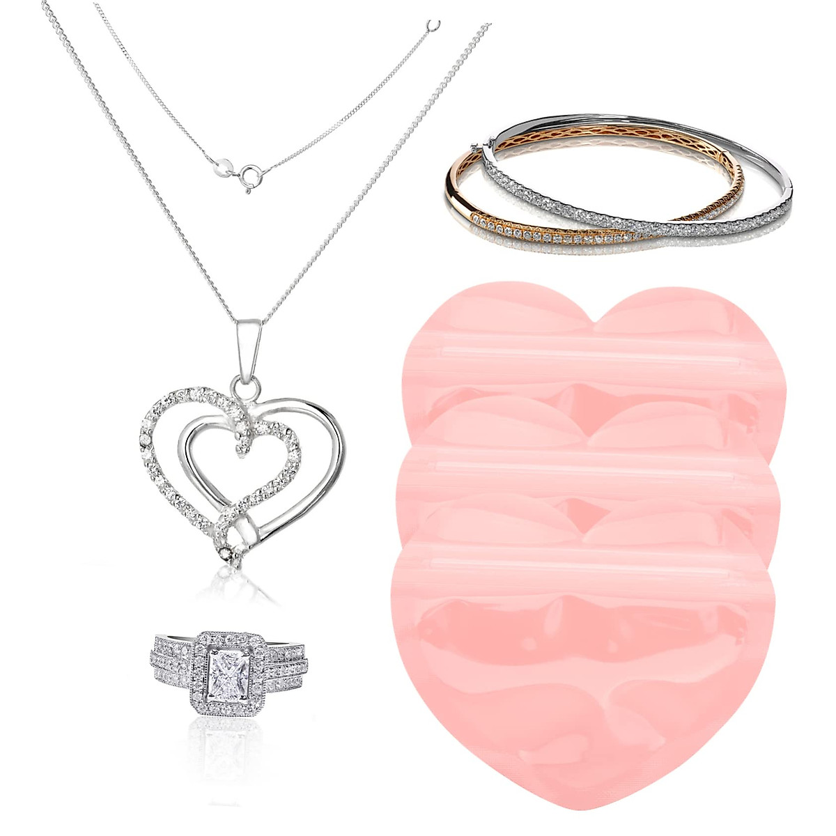 50 Pcs Heart Shaped Heart Shaped Bags Valentine Bag Heart Food Self Sealing Bags Heart Self Sealing Bags for Trinket Small Heart Shape Self Sealing Bags