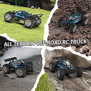 TURCGUO RC Truck,1:18 2WD All Terrain Fast Remote Control Car Electric Race Gift Boy Toy Off Road 20km/h 2.4GHz Radio RC Monster Truck for Adults with 2 Rechargeable Batteries
