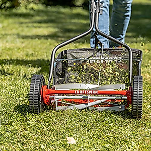Craftsman 304-14CR 14-Inch 5-Blade Push Reel Lawn Mower with Grass Catcher, Red