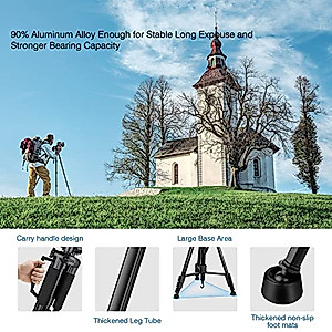 Victiv 72-inch Camera Tripod Aluminum Monopod T72 Max. Height 182 cm - Lightweight and Compact for Travel with 3-Way Swivel Head and 2 Quick Release Plates for Canon Nikon DSLR Video Shooting - Black