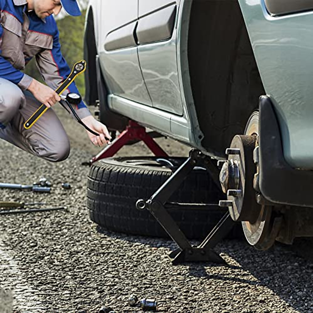 Auto Labor-Saving Jack Ratchet Wrench, Universal 360 Degree Swivel Tire Wheel Jack Ratchet Wrench Scissor Jack, Wrench Jack Lift Speed Handle Tool Car Jack Lug Wrench for Travel Motorcycle Car SUV