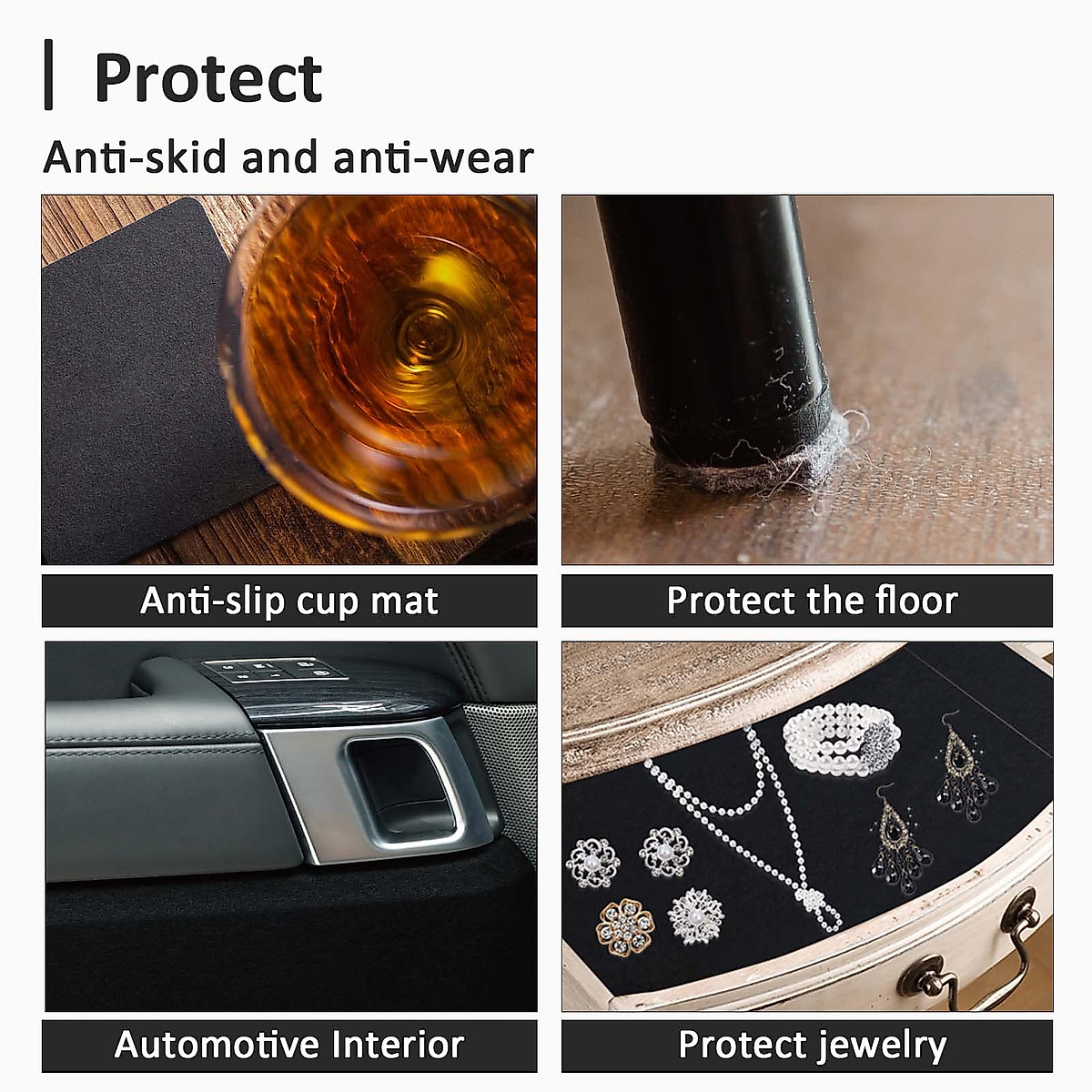 Caydo 14PCS Black Self Adhesive Felt Sheets, Sticky Back Felt Fabric for House Adorning, Costumes, Jewelry Box Drawer Liner and Halloween Art and Craft Making(A4 Size)