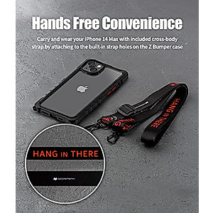 GOOSPERY Z Bumper Crossbody Compatible with iPhone 14 Plus Case [Strap Included] Shock Absorbing Dual Layer Structure TPU Edge Crystal Clear PC with Strap Outdoor Design, Black