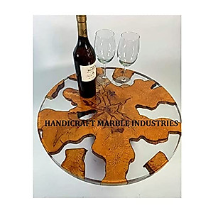 Epoxy Table, Live Edge Wooden Table, Epoxy Resin River Table, Natural Wood,Dining Table, Natural Epoxy Table, Resin Table 40" x 40" Inch