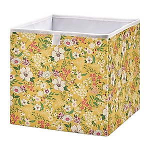 Kigai Colorful Flowers1 Rectangular Storage Bins - 16x11x7 In Large Foldable Storage Basket Fabric Storage Baskes Organizer for Toys, Books, Shelves, Closet, Home Decor