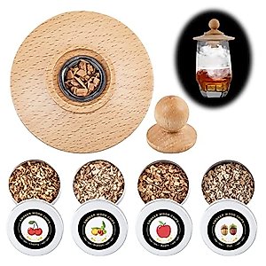 Cocktail Smoker Kit,Old Fashioned Whiskey Bourbon Drink Smoker Kit, Cherry Pecan Apple Oak four Kinds of Wood Chips for Whiskey and Bourbon .For Your Friends, Husband, Dad.（No Butane）