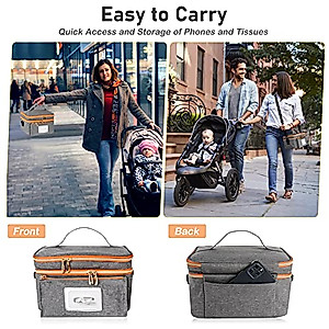 Wearable Breast Pump Bag, Breastfeeding Pump Bag, Adjustable Velcro Compatible with Breast Pumps for Momcozy, Medela, Lansinoh, Elvie, Willow, 2 Layer Breast Pump Carrying Case with Waterproof Pad