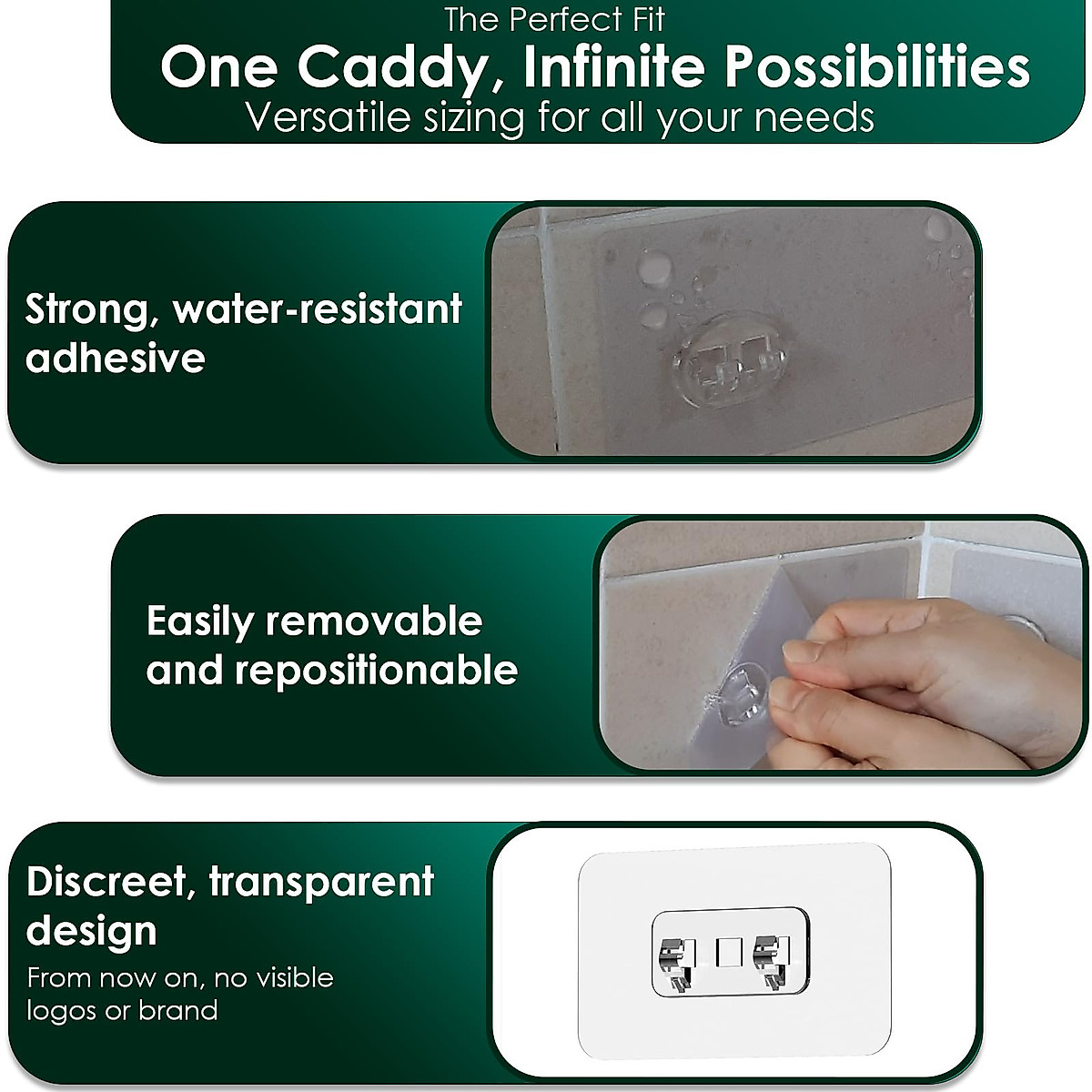 Jovware Shower Caddy Adhesive Strips, Shower Caddy Adhesive Replacement Stickers, Adhesive for Shower Shelves, Shower Shelf Adhesive Replacement for Soap Holder, Kitchen Rack, Bathroom, Wire 6 Pack