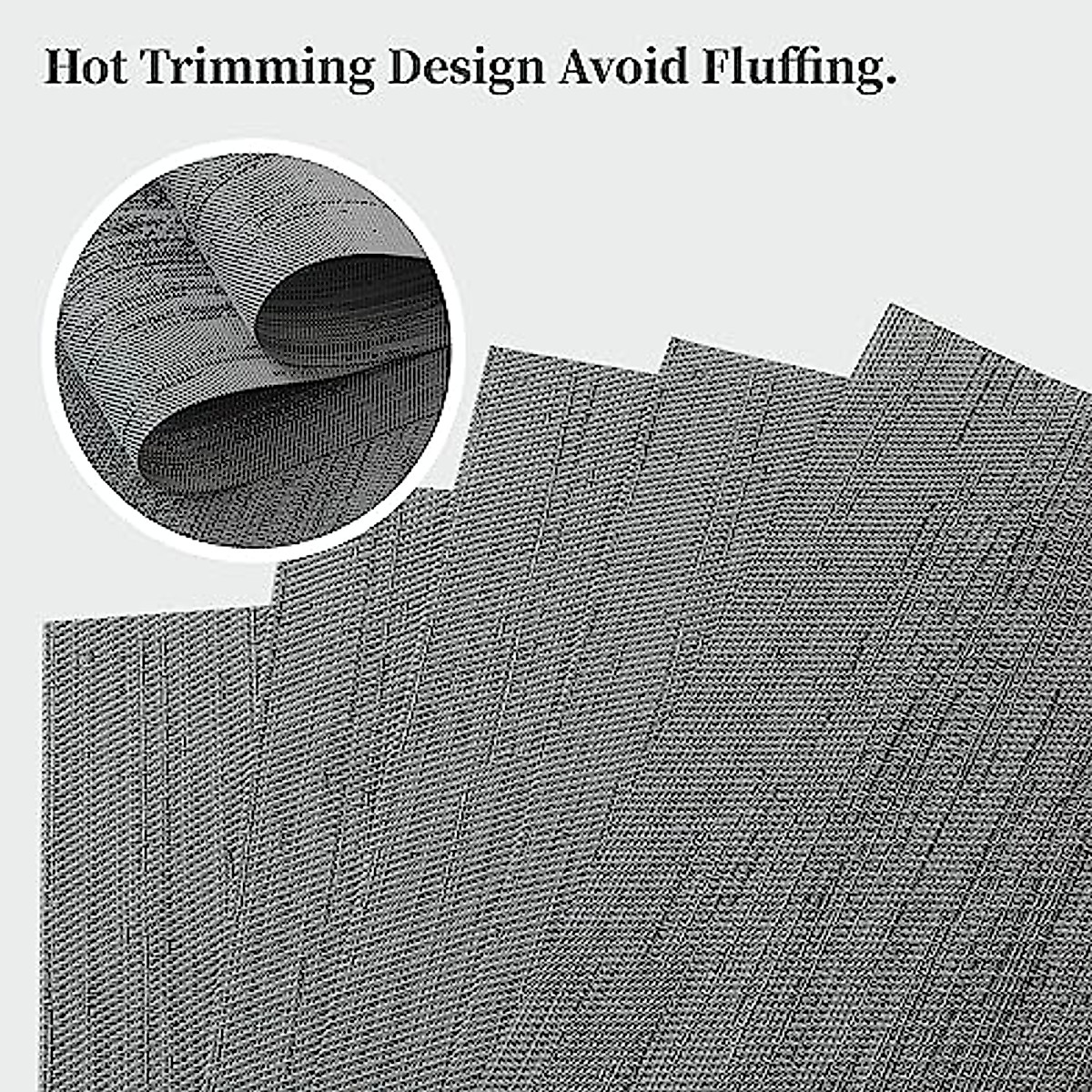 Leetaltree Grey Placemats, Heat Resistant Non-Slip Place mats for Dining Table, Washable Durable PVC Vinyl Woven Table Mats (Set of 6)