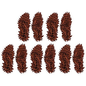 Mop Slippers Shoes Cover, 10Pcs Chenille Mop Slippers Multifunction Floor Cleaning Shoes Dust Cleaner Accessory(Tan)