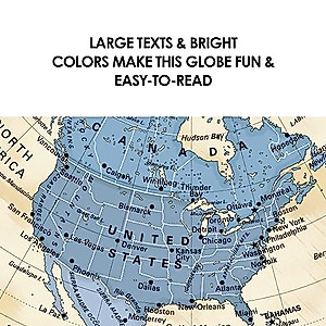 Waypoint Geographic Giacomino Globe, 6” Diameter World Globe Featuring the Earth Continents, Up-to-Date Mini Globe for Kids, Learning Tool for Home and Classroom, Antique