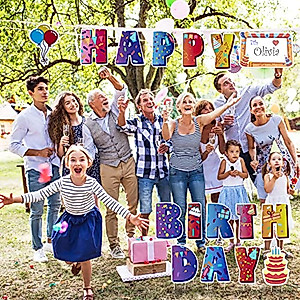 Provyl Happy Birthday Yard Sign with Stakes | 17 Pieces: 13 Big Letters 2 Decorations and 2 Personalized Custom Boards | Premium Quality Waterproof Material for Outdoor