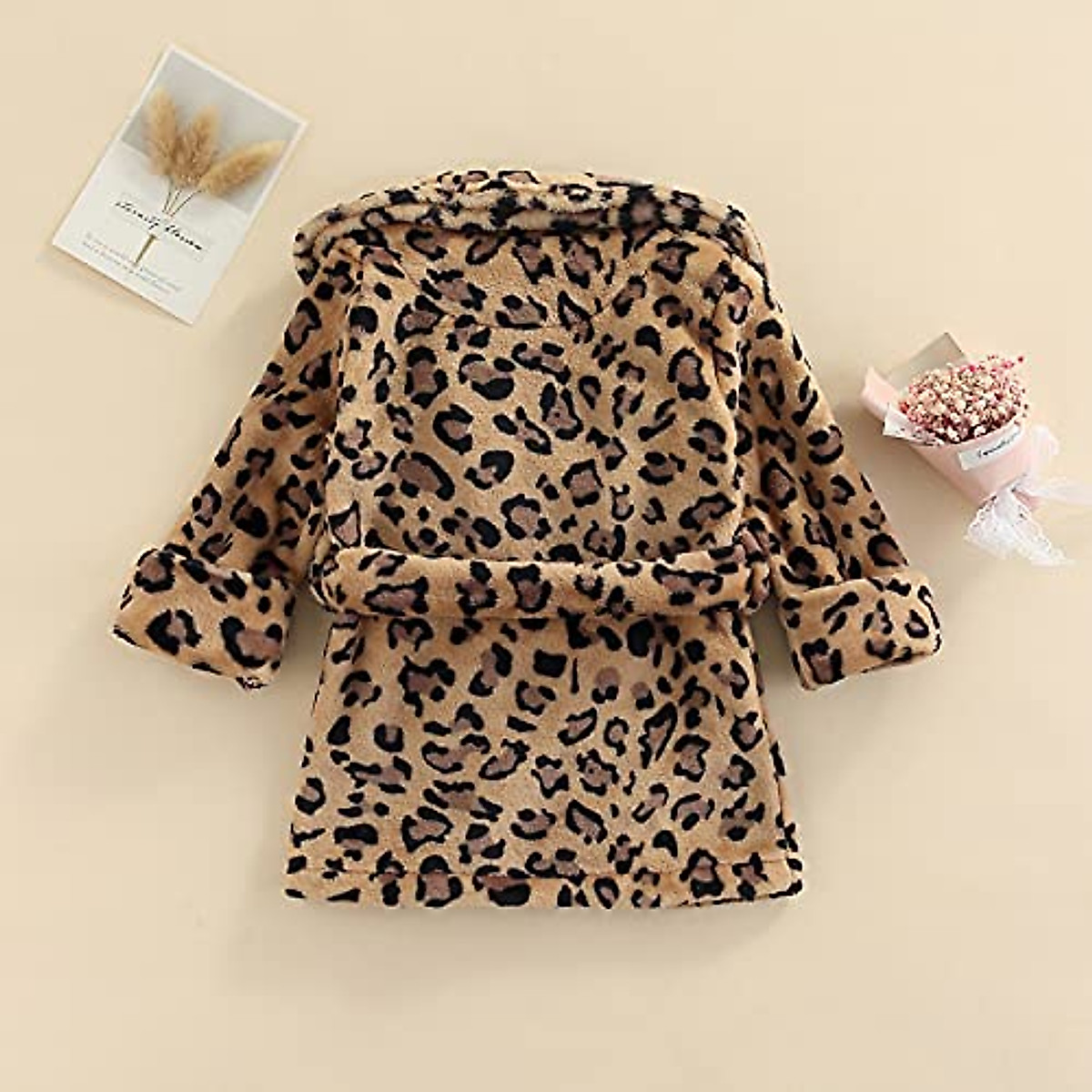 Toddler Baby Girl Fleece Bathrobe Gown Winter Autumn 0-5T Kids Girls Soft Towel Plus Robe Bathrobe (Leopard, 12-24 Months)