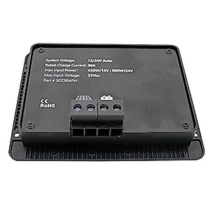 AIMS Power Flush Mount 30 Amp Solar Charge Controller 12/24V PWM