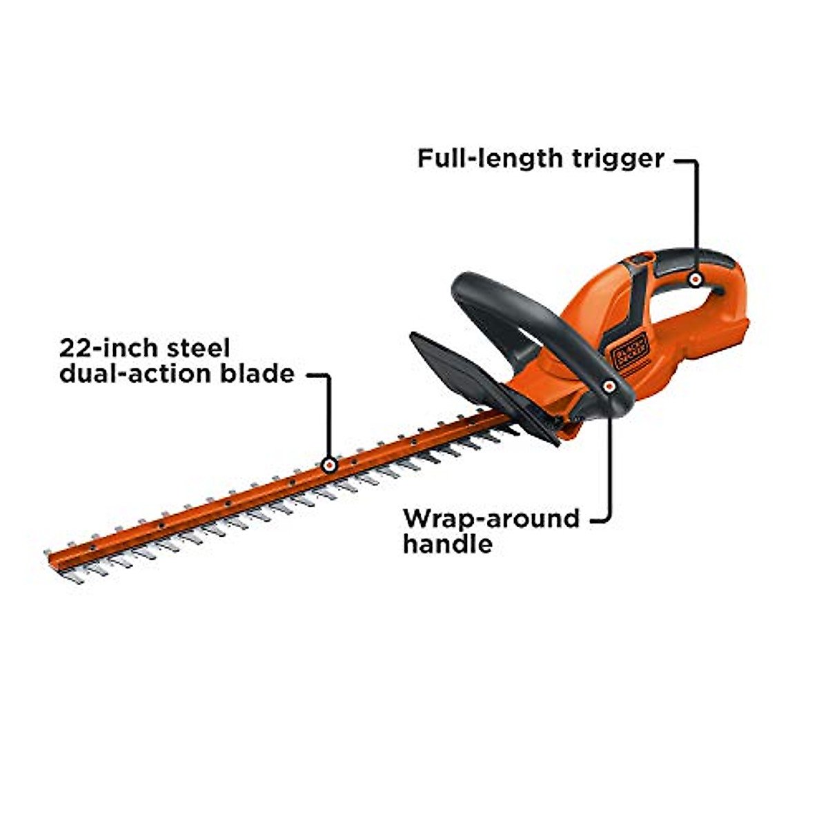 BLACK+DECKER 20V MAX Cordless Hedge Trimmer, 22-Inch, Tool Only (LHT2220B)