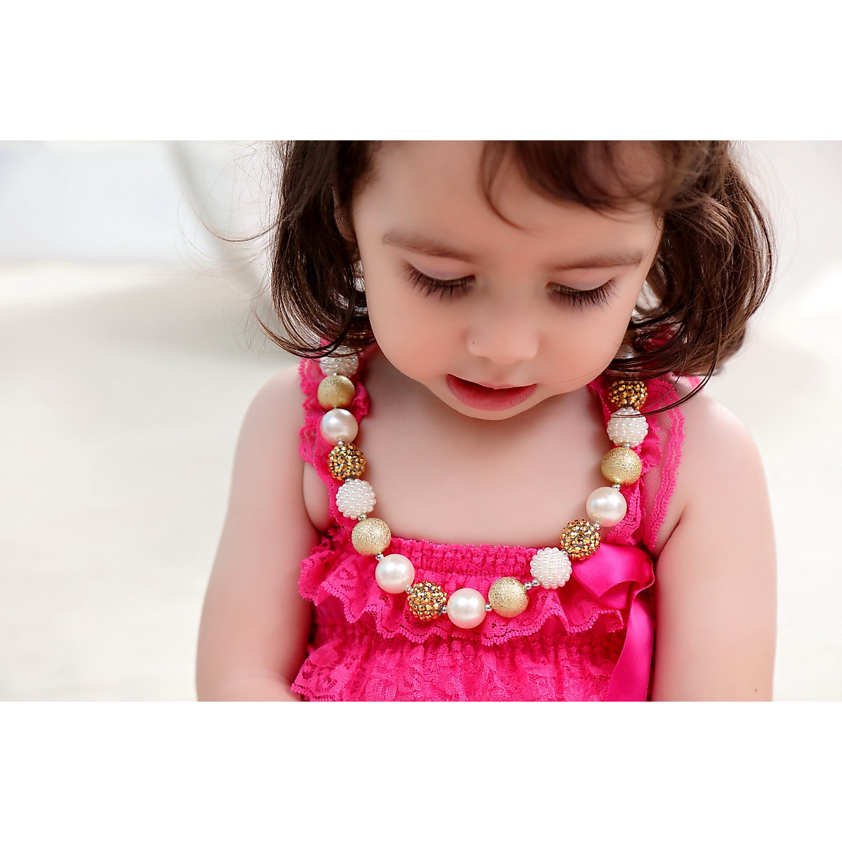 VCMART Girls Chunky Bubblegum Beaded Necklace & Bracelet Set,15.7"