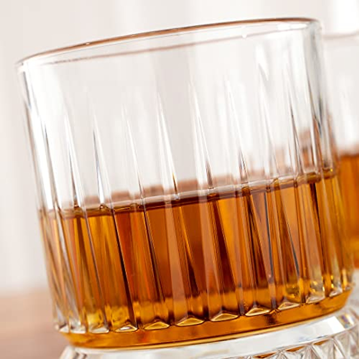 Restaurantware Elysia 7 Ounce Whiskey Glasses 12 Cut Rocks Glasses - Lead-Free Weighted Base Clear Glass Tumblers Dishwasher-Safe For Scotch Bourbon And Cocktails