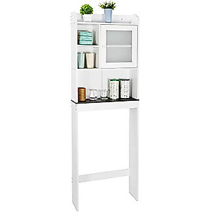 ZENY Over The Toilet Storage Organizer and Freestanding Cabinet with Adjustable Shelf & Storage Rack, Bathroom Space Saver Toilet Storage Cabinet, White